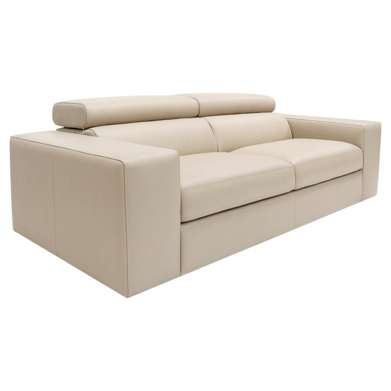 Pasargad Home Modena Collection Italian Leather Upholstered Sofa, Tan ...