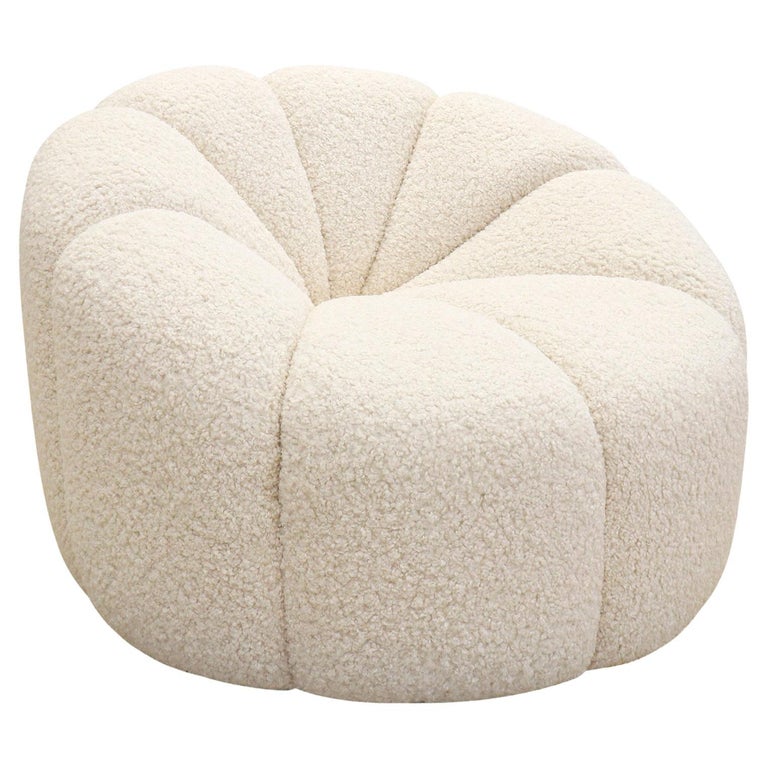Pasargad Home Pompeii Cream boucle Lounge Chair For Sale at 1stDibs