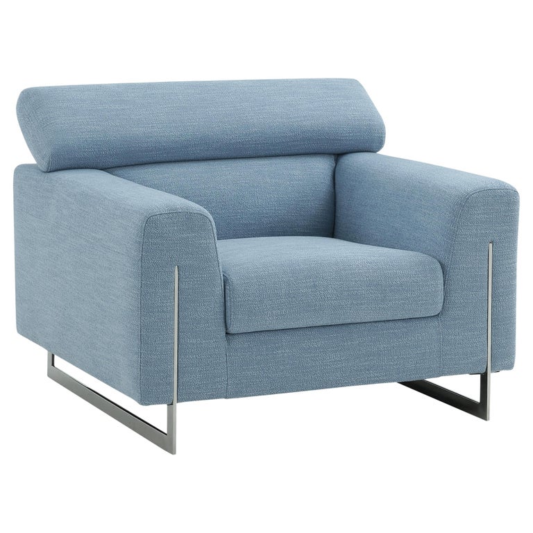 Pasargad Home Serena Modern Blue Lounge Chair with Silver Leg For Sale ...