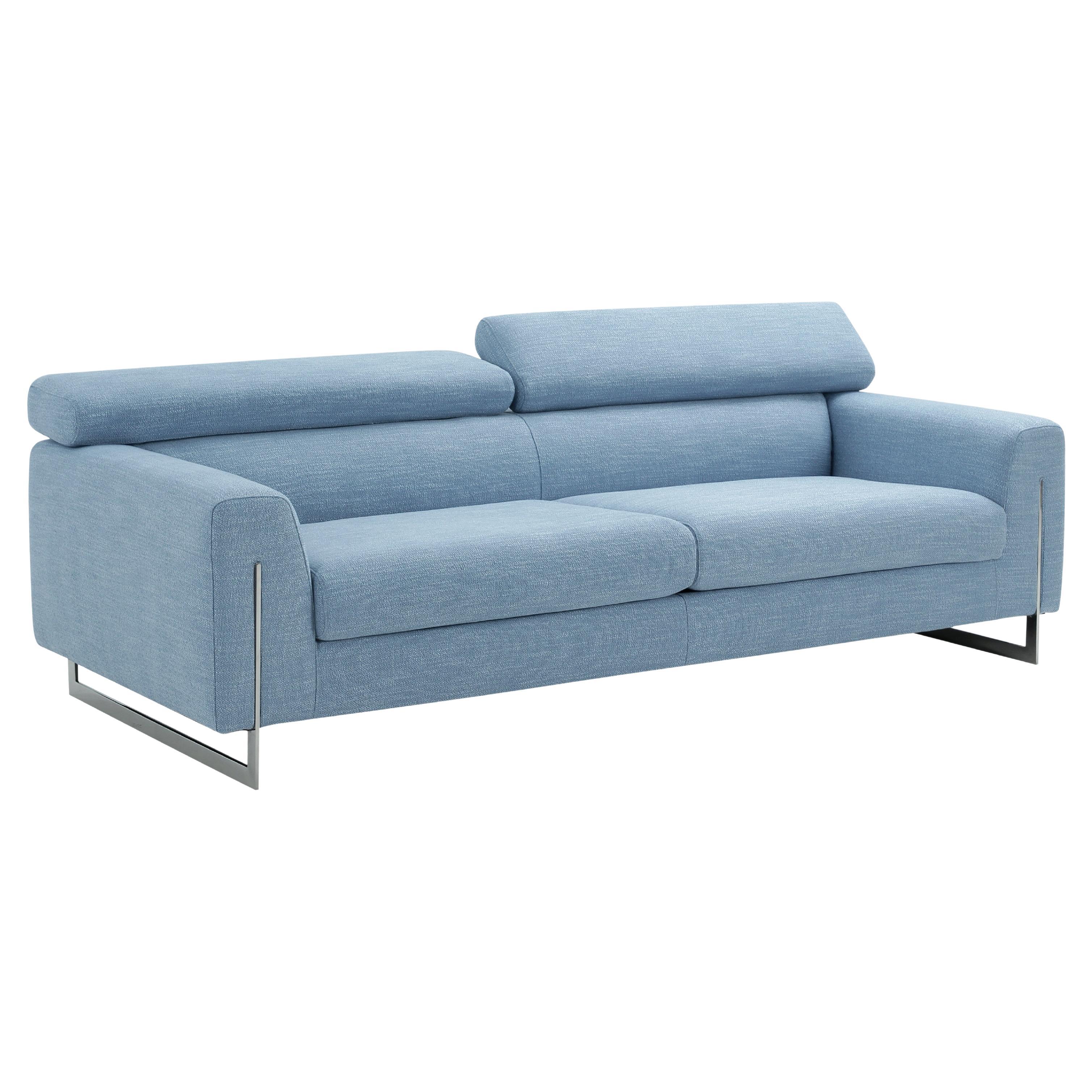 Pasargad Home Serena Modern Indoor Blue Sofa with Adjustable Headrests ...