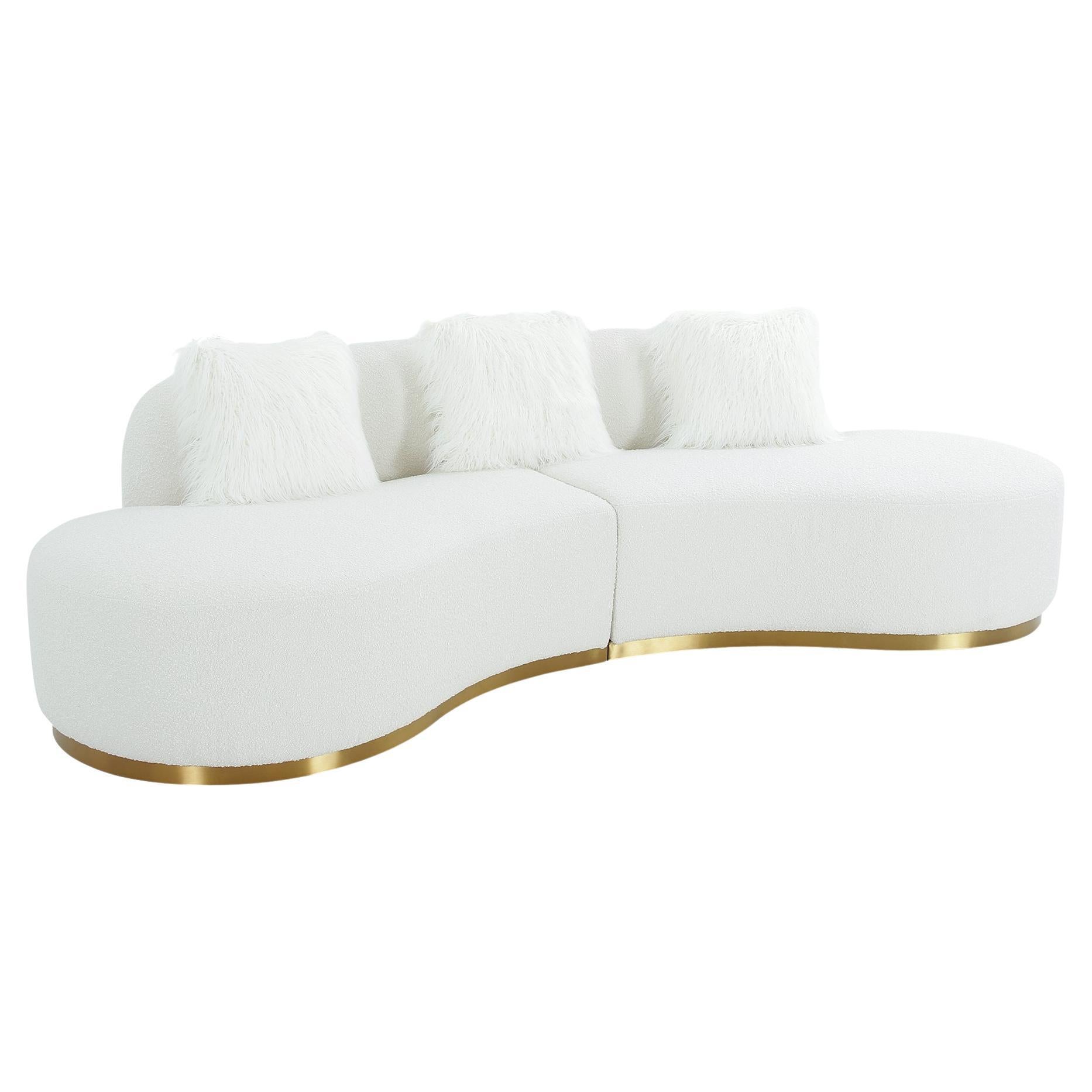 Pasargad Home Simona Collection Curved Sofa, Textured Fabric Upholstery ...