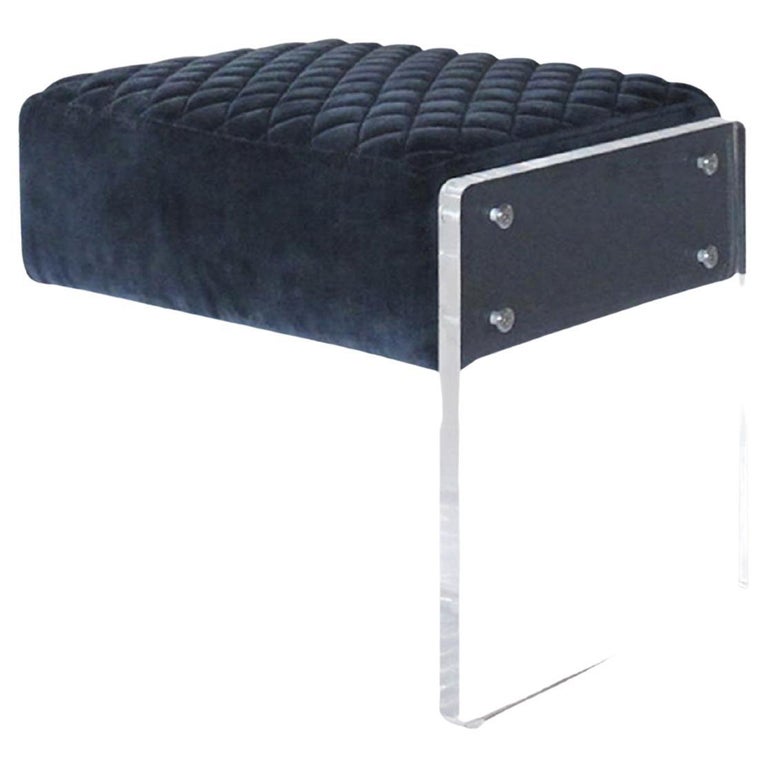 Pasargad Home Tribecca Collection Acrylic and Velvet Stool, Blue For ...