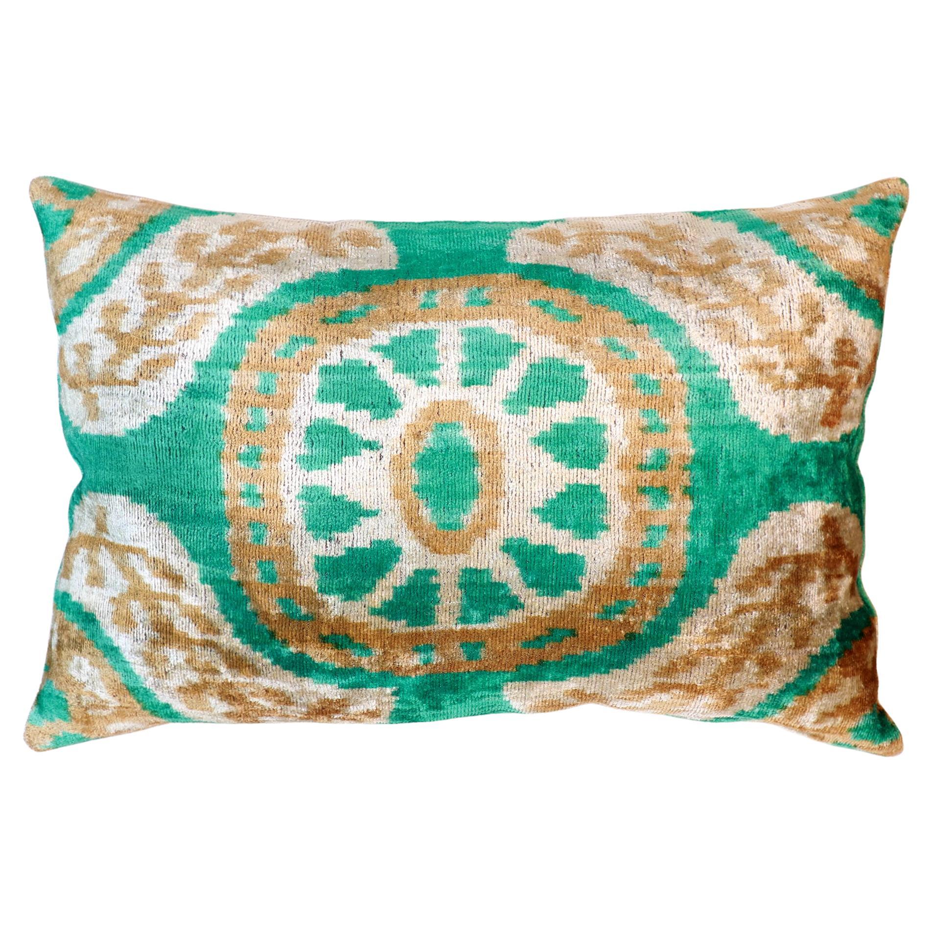 Pasargad Silk Velvet Ikat Pillow For Sale at 1stDibs