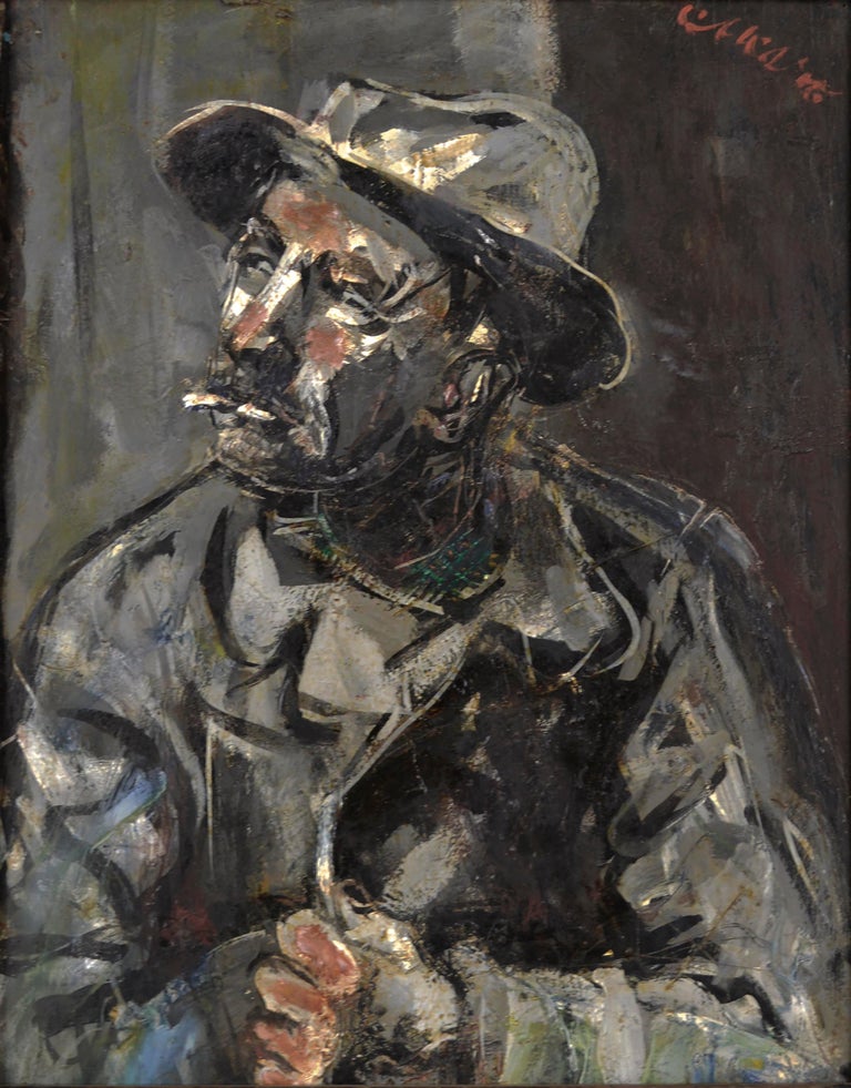 Pascal Cucaro, 1915-2003 - Mid Century Portrait of a Man With Hat ...