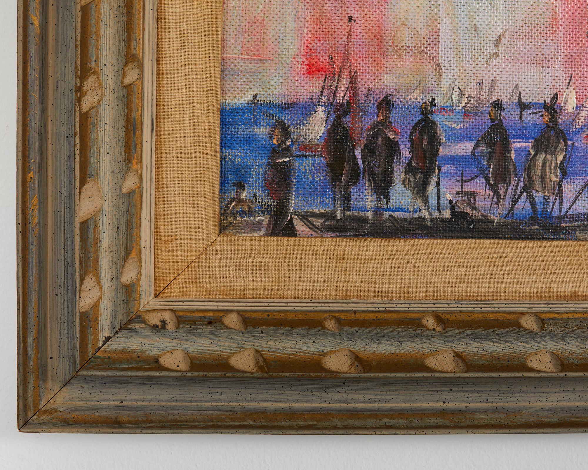 Pascal Cucaro Impressionist Painting Figures Boats on Water For Sale at ...