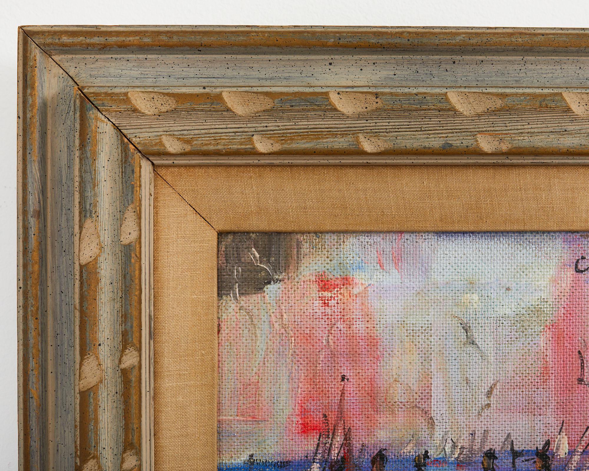 Pascal Cucaro Impressionist Painting Figures Boats on Water For Sale at ...