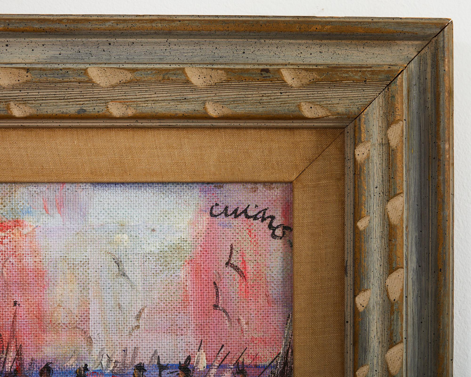 Pascal Cucaro Impressionist Painting Figures Boats on Water For Sale at ...