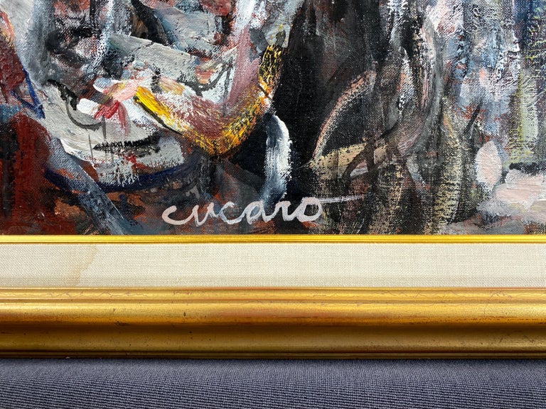 Pascal Cucaro “Crowded Café”, Expressionist Oil Painting, 1960s at ...