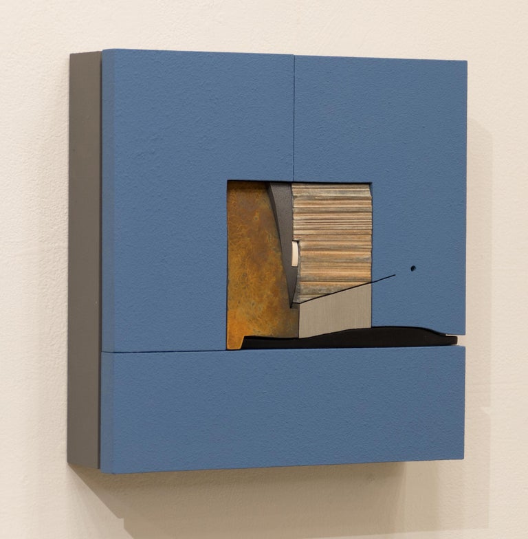 Pascal Pierme - Mural wood abstract sculpture deep blue and earth tones ...