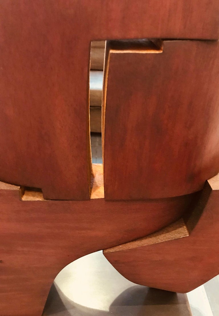 Pascal Pierme - Geometric abstract, mahogany sculpture, mid century ...