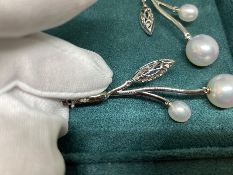 Paspaley Earrings and Pendant Set with South Sea Pearls, Tanzanites ...