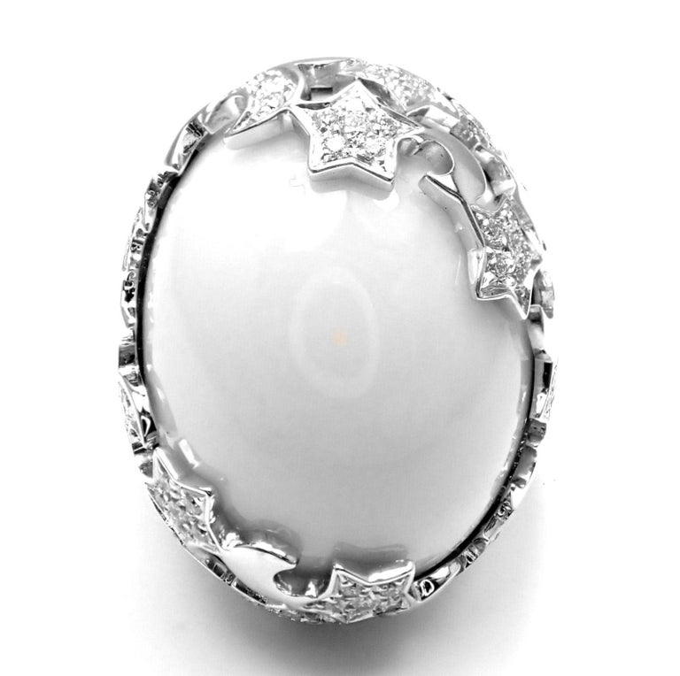 Pasquale Bruni Diamond White Agate Cielo Stars Moons White Gold Ring ...