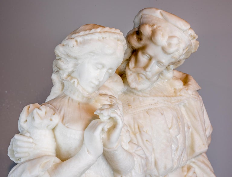 White Marble Sculpture Statue of Two Lovers For Sale at 1stDibs