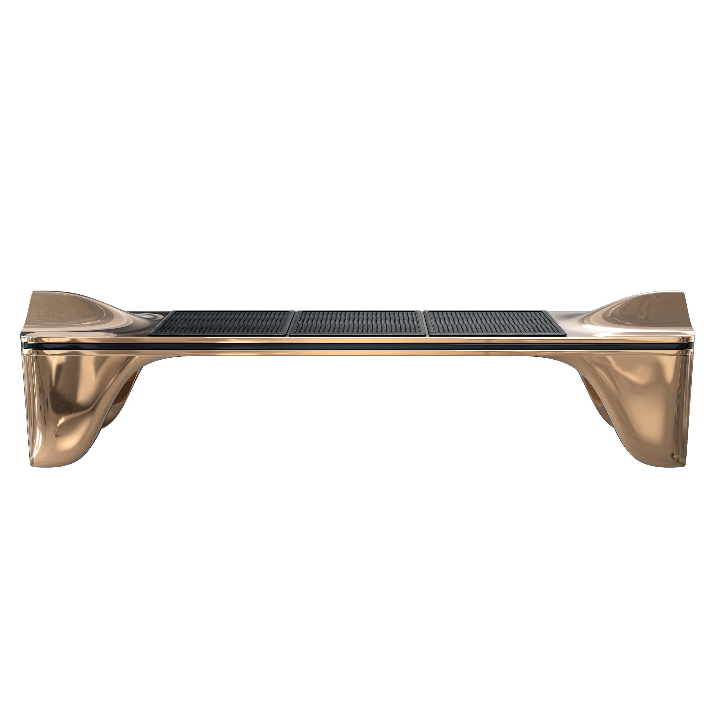 "Passione" Bench with Bronze and Exclusive Woven Leather, Handcrafted ...