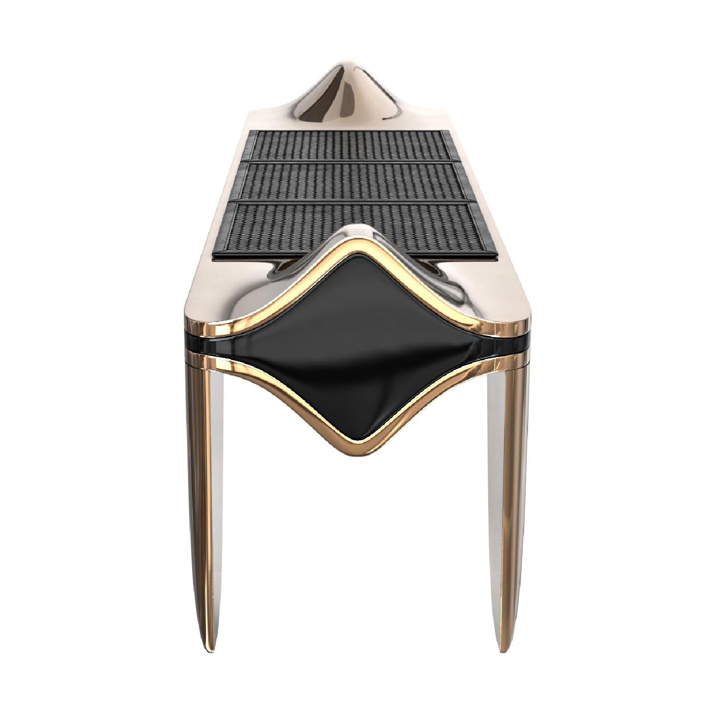"Passione" Bench with Bronze and Exclusive Woven Leather, Handcrafted ...
