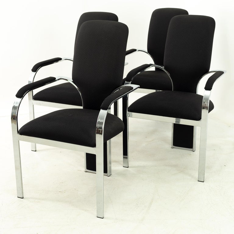 Pastel Furniture Chrome Upholstered Dining Chairs, Set of 4 at 1stDibs ...