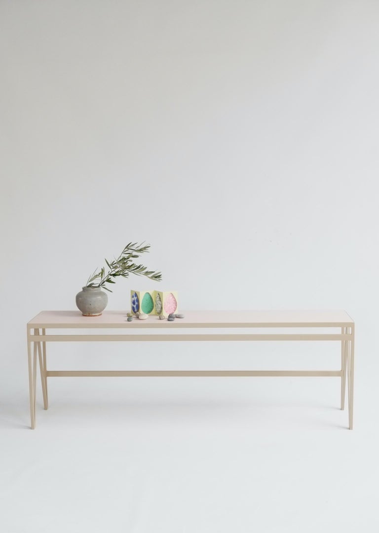 Pastel Long Bench, Made in Steel and Natural Linoleum Customisable For ...