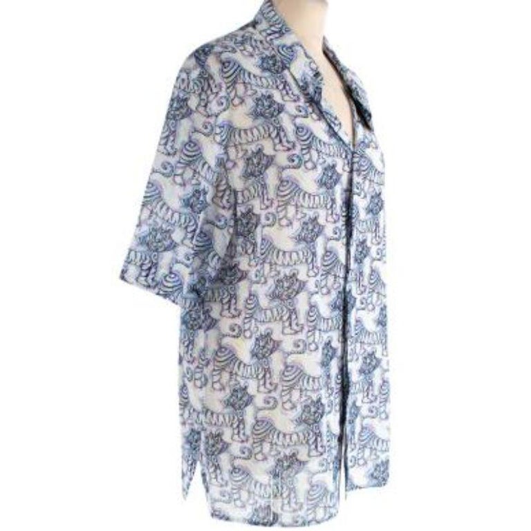 Pastel Tiger Print Cotton Shirt For Sale at 1stDibs