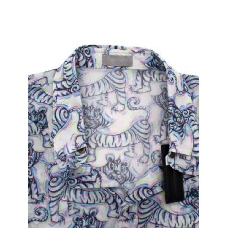 Pastel Tiger Print Cotton Shirt For Sale at 1stDibs