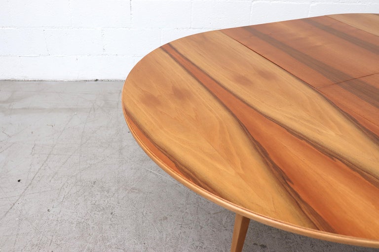 Pastoe Midcentury Round to Oval Pecan Dining Table at 1stDibs