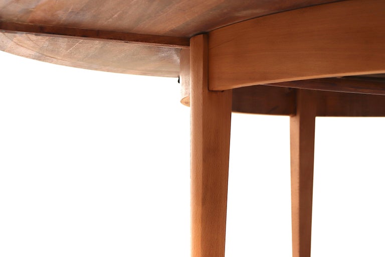 Pastoe Midcentury Round to Oval Pecan Dining Table at 1stDibs