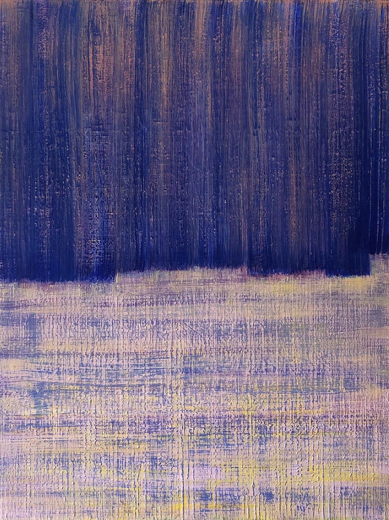 Pat Badt - Super Moon Light, blue abstract oil painting on wood panel ...