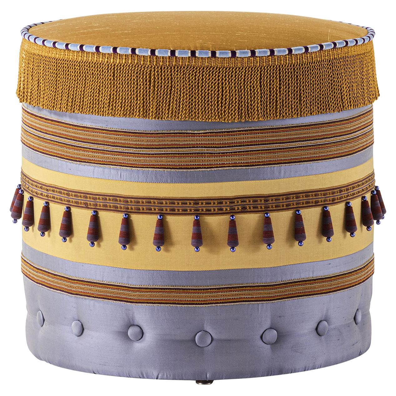 Round Pouf With Capitonnè For Sale at 1stDibs