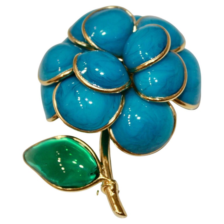 Pate de Verre Camelia Brooch at 1stDibs