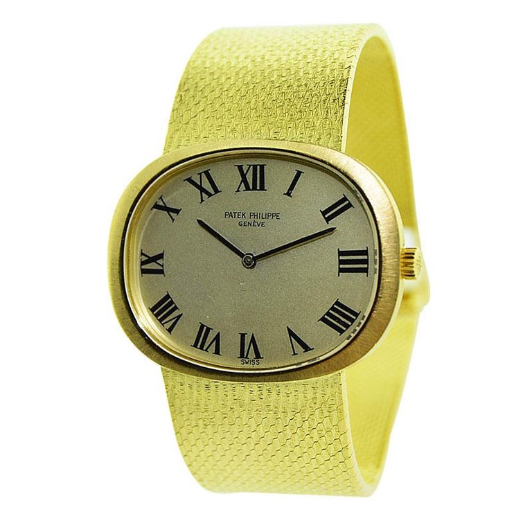Patek Philippe 18 Karat Gold Watch with Original Gold Mesh Bracelet ...