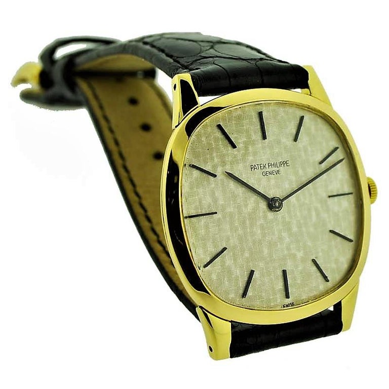 Patek Philippe 18 Karat Yellow Gold Cushion Shaped Watch, circa 1960s ...