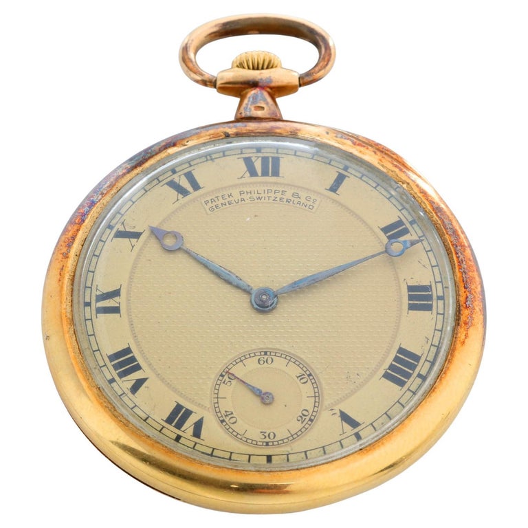 Patek Philippe 18K Yellow Gold Open Face Pocket Watch For Sale at 1stDibs