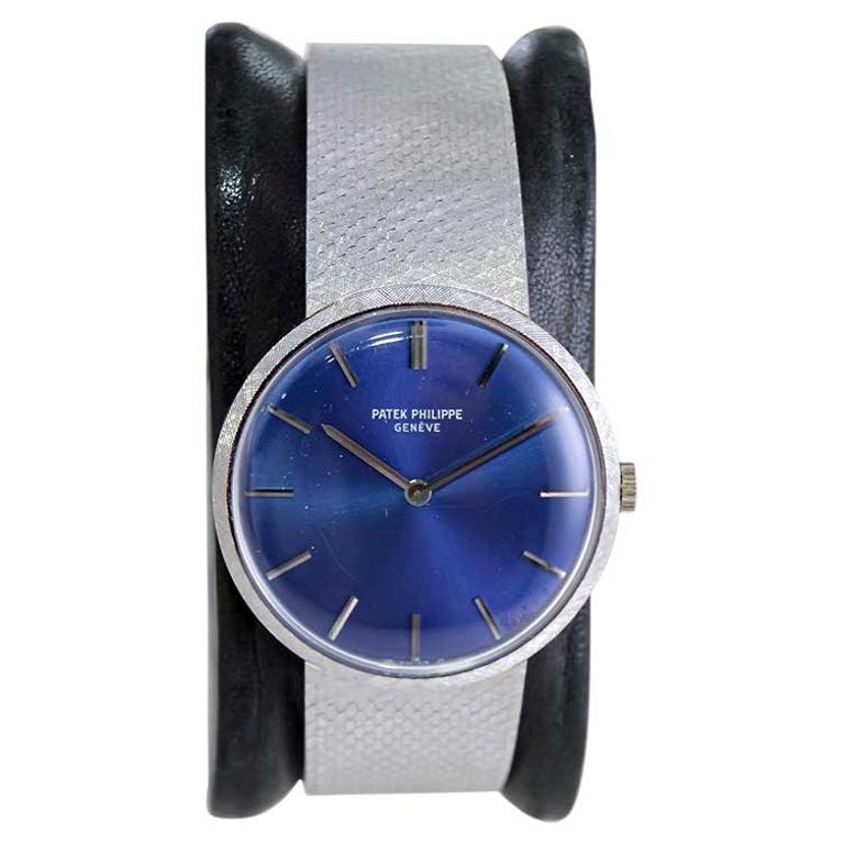Patek Philippe 18Kt. White Gold with Original Bracelet and Blue Dial ...