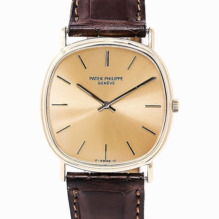 Patek Philippe 3862 Automatic Men's 18 Karat Yellow Gold Watch Leather ...