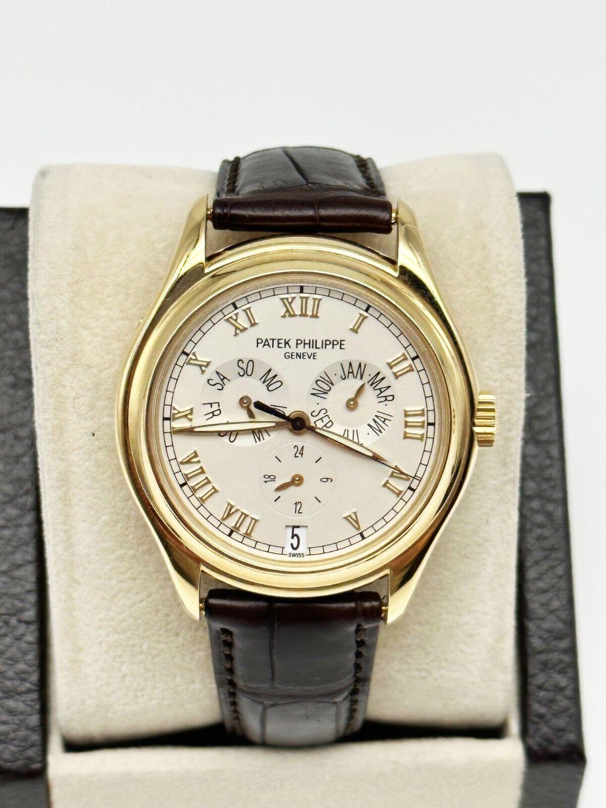 Patek Philippe 5035J Annual Calendar 18K Yellow Gold Leather Strap For ...
