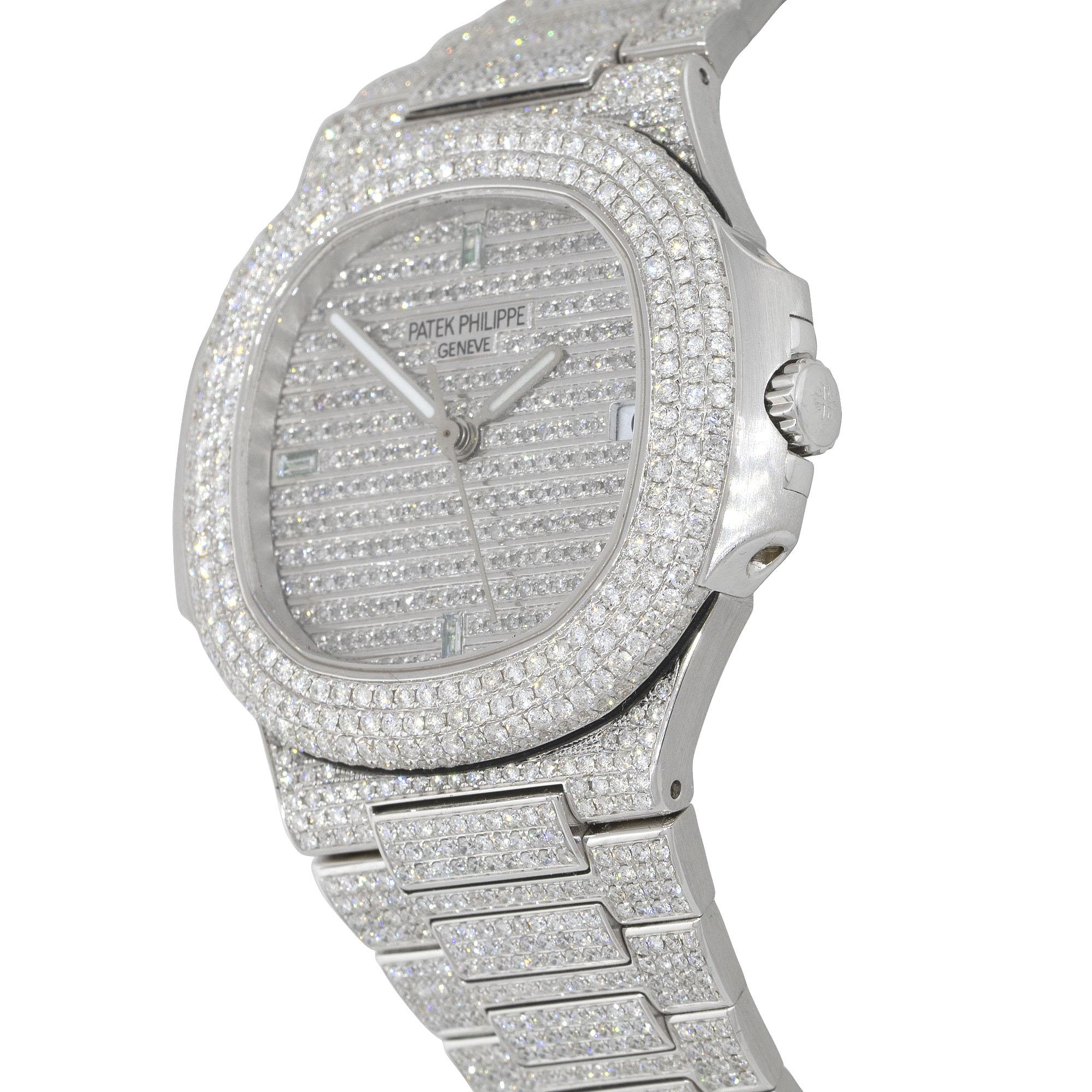 Patek Philippe 5711 All Diamond Watch 18 Karat in Stock For Sale at 1stDibs