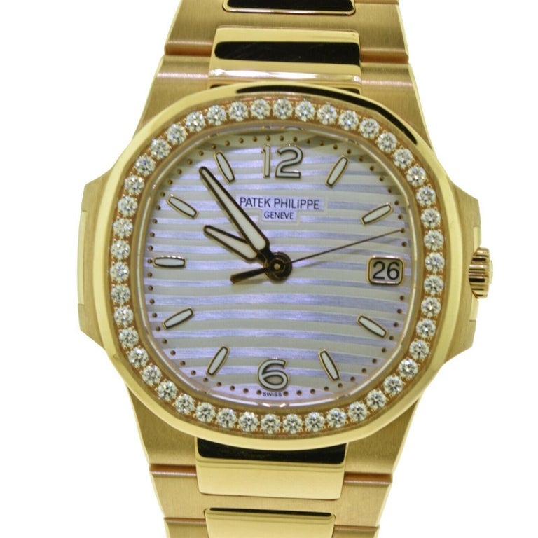 Patek Philippe 7010/1R-011 Nautilus Ladies Rose Gold Diamond Bezel ...