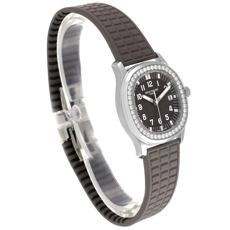 Patek Philippe Aquanaut Brown Dial Strap Diamond Ladies Watch 5067 ...