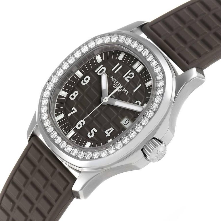 Patek Philippe Aquanaut Brown Dial Strap Diamond Ladies Watch 5067 ...