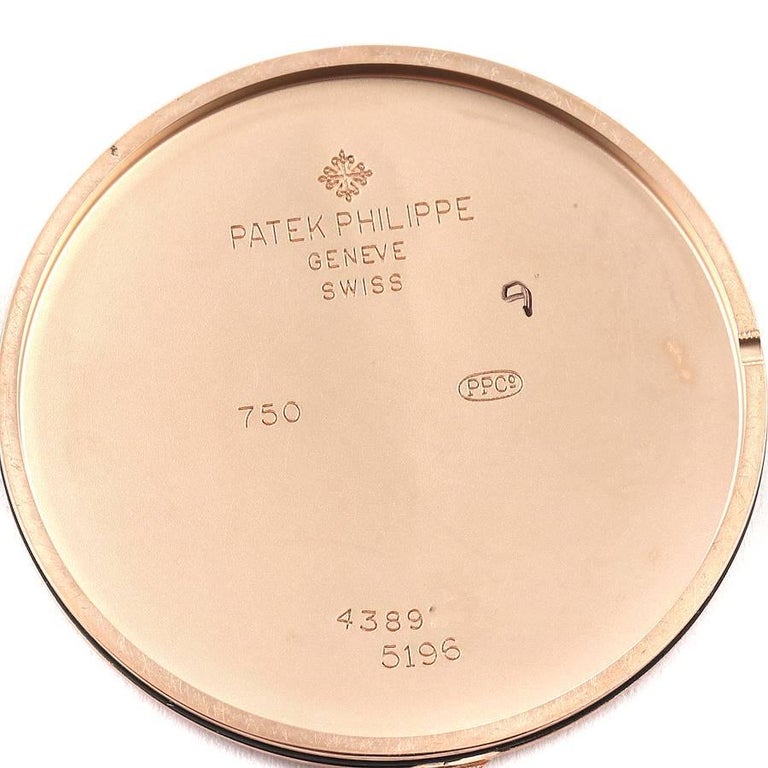 Patek Philippe Calatrava 18k Rose Gold Silver Dial Mens Watch 5196 For ...