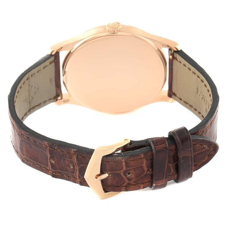 Patek Philippe Calatrava 18k Rose Gold Silver Dial Mens Watch 5196 For ...