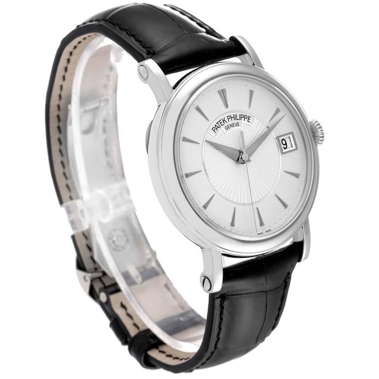 Patek Philippe Calatrava 18k White Gold Silver Dial Mens Watch 5153g ...