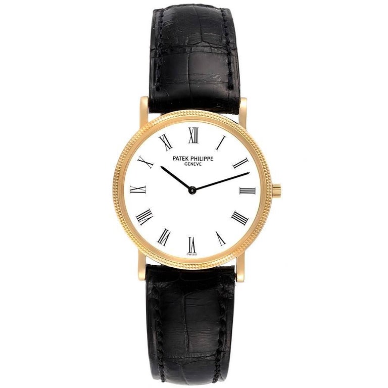 Patek Philippe Calatrava 18k Yellow Gold White Dial Mens Watch 3520 For ...