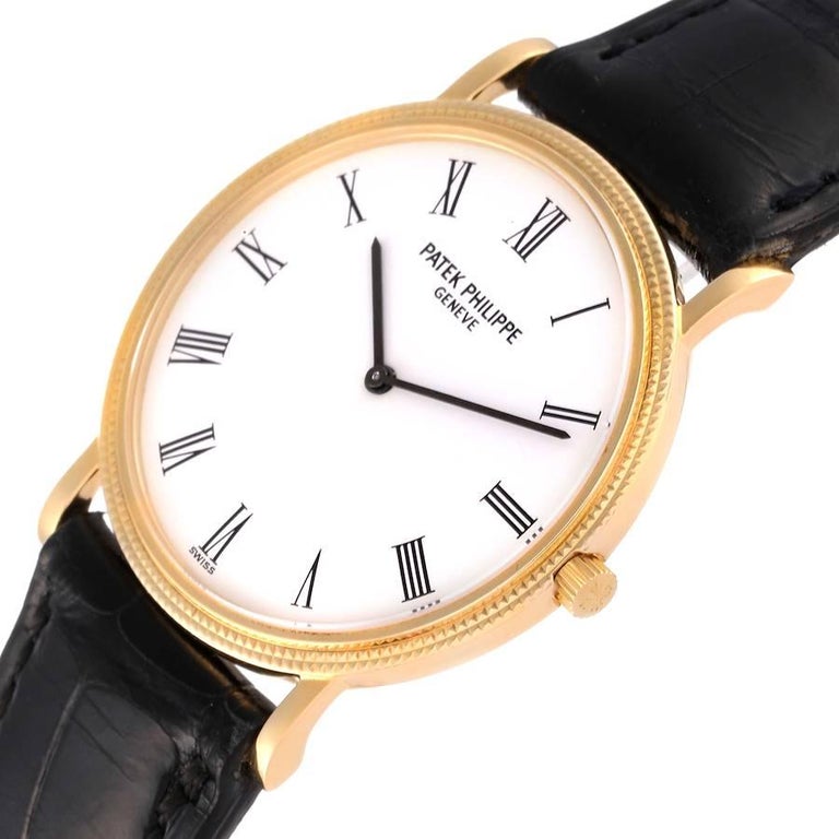 Patek Philippe Calatrava 18k Yellow Gold White Dial Mens Watch 3520 For ...