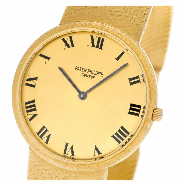 Patek Philippe Calatrava 3520, Gold Dial, Certified and Warranty at 1stDibs