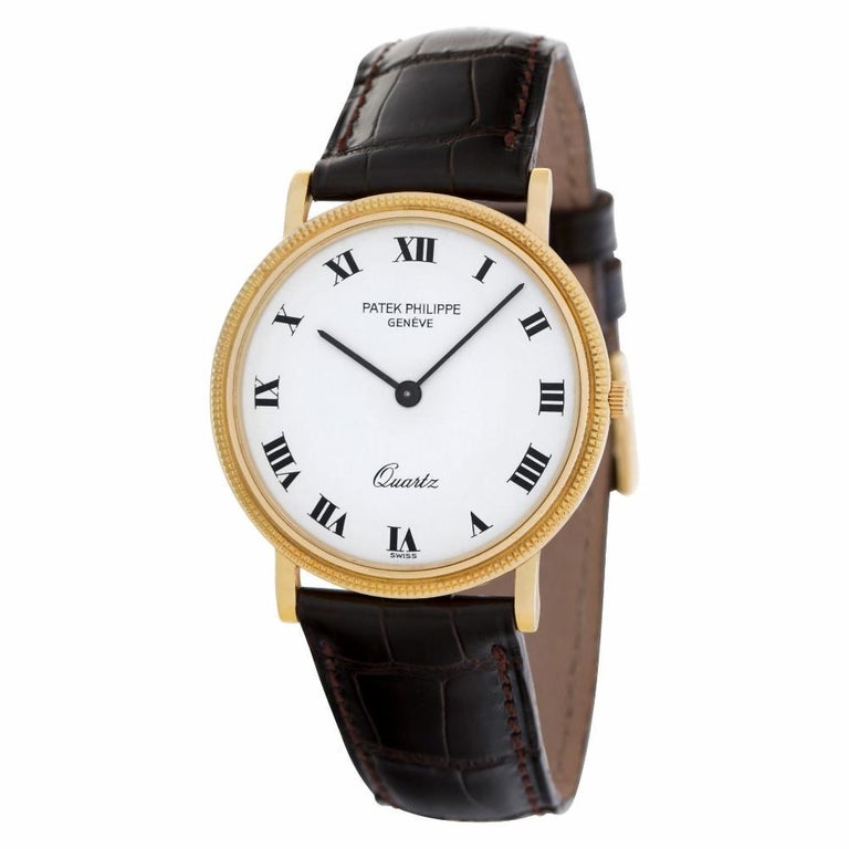 Patek Philippe Calatrava 3744 18 Karat White Dial Quartz Watch at ...