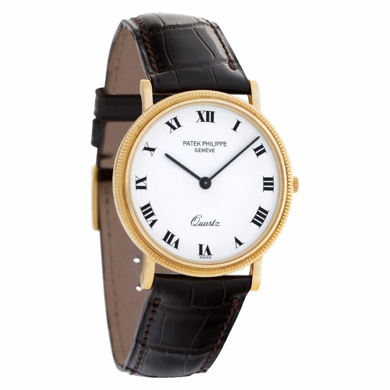 Patek Philippe Calatrava 3744 18 Karat White Dial Quartz Watch at ...