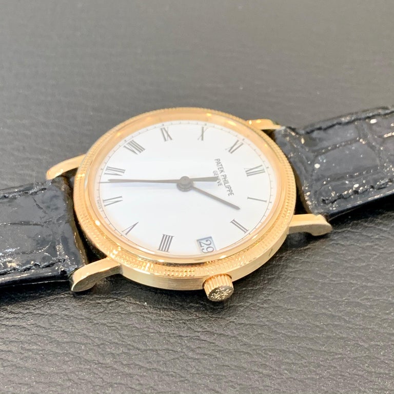 Patek Philippe Calatrava 3802, 18 Karat Gold, White Dial at 1stDibs