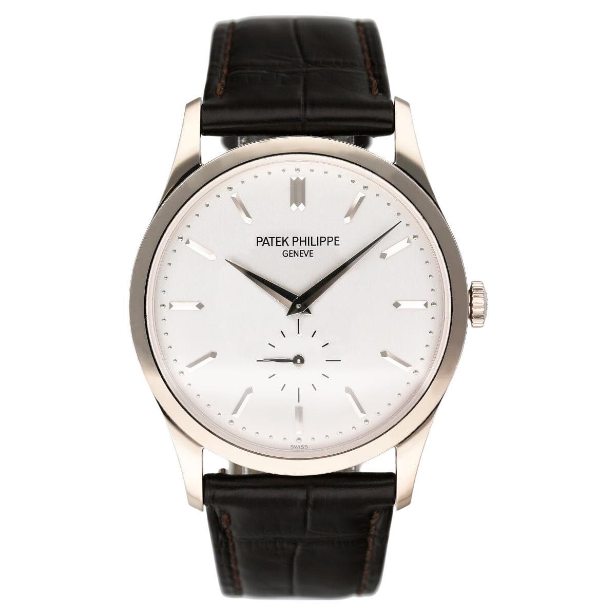Patek Philippe 18k White Gold Textured Dial Vintage Mens Watch 3553 Box ...