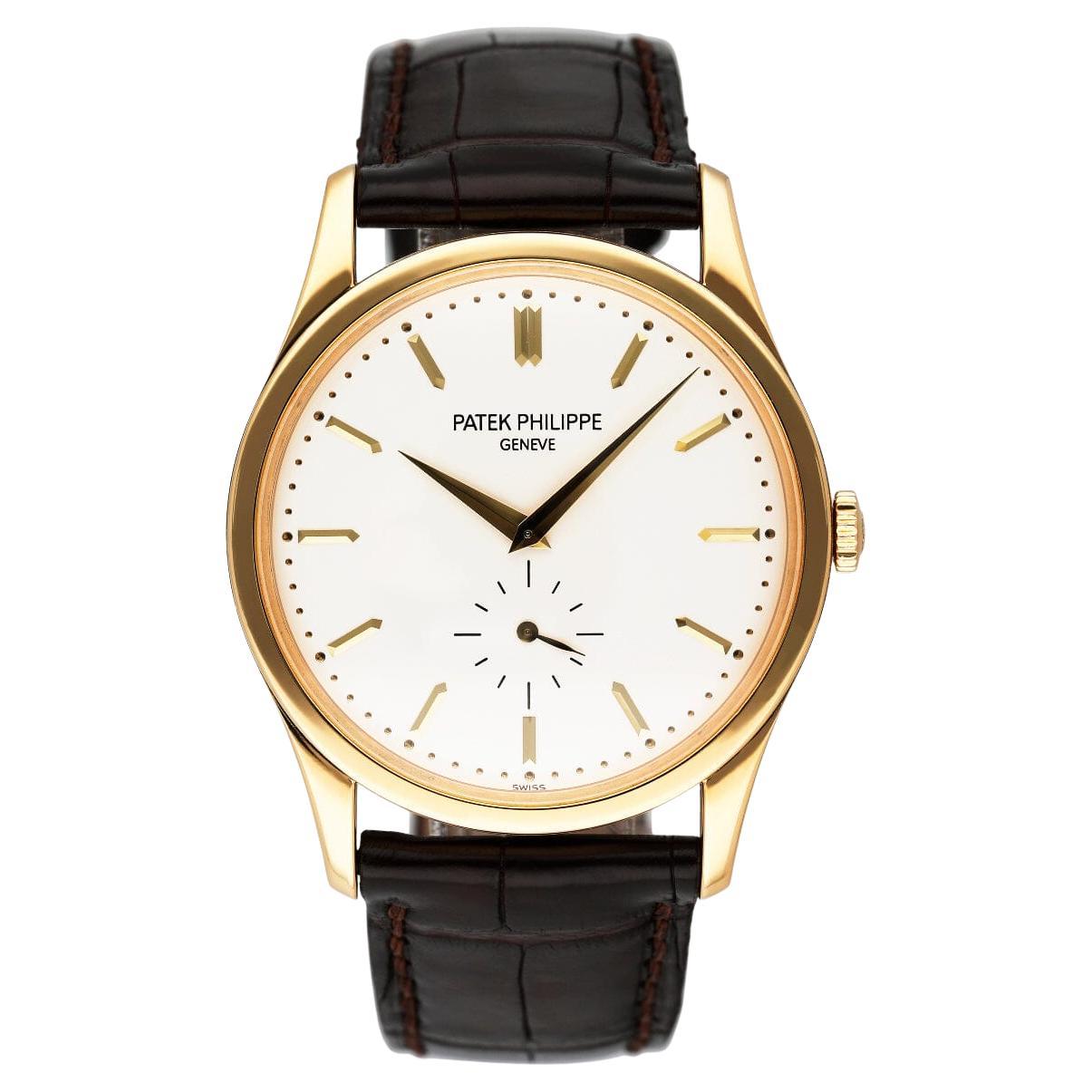 Patek Philippe Calatrava Yellow Gold Silver Dial Mens Watch 5196J For ...