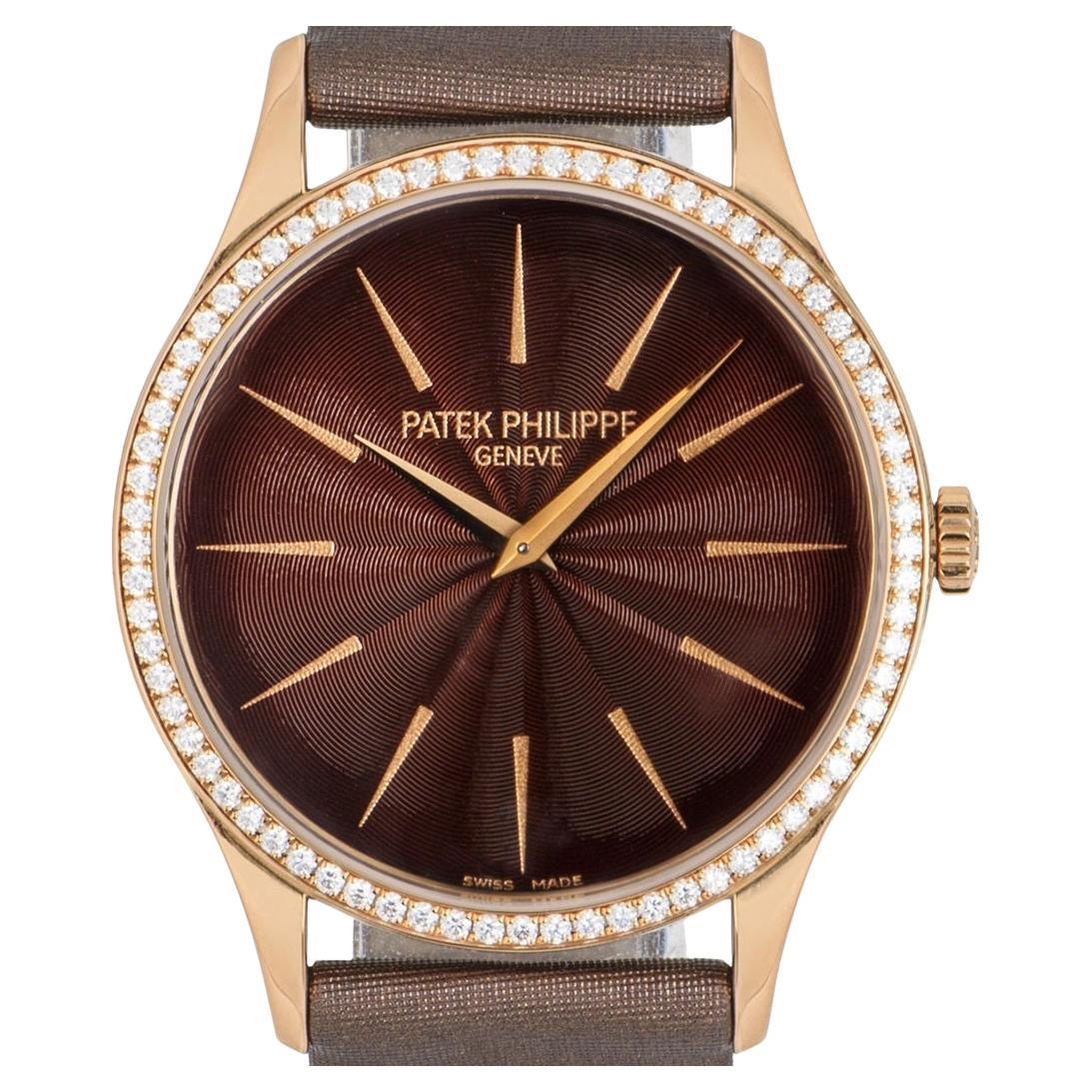 Patek Philippe, Gold Calatrava W/Diamond Bezel Ref 4820 at 1stDibs